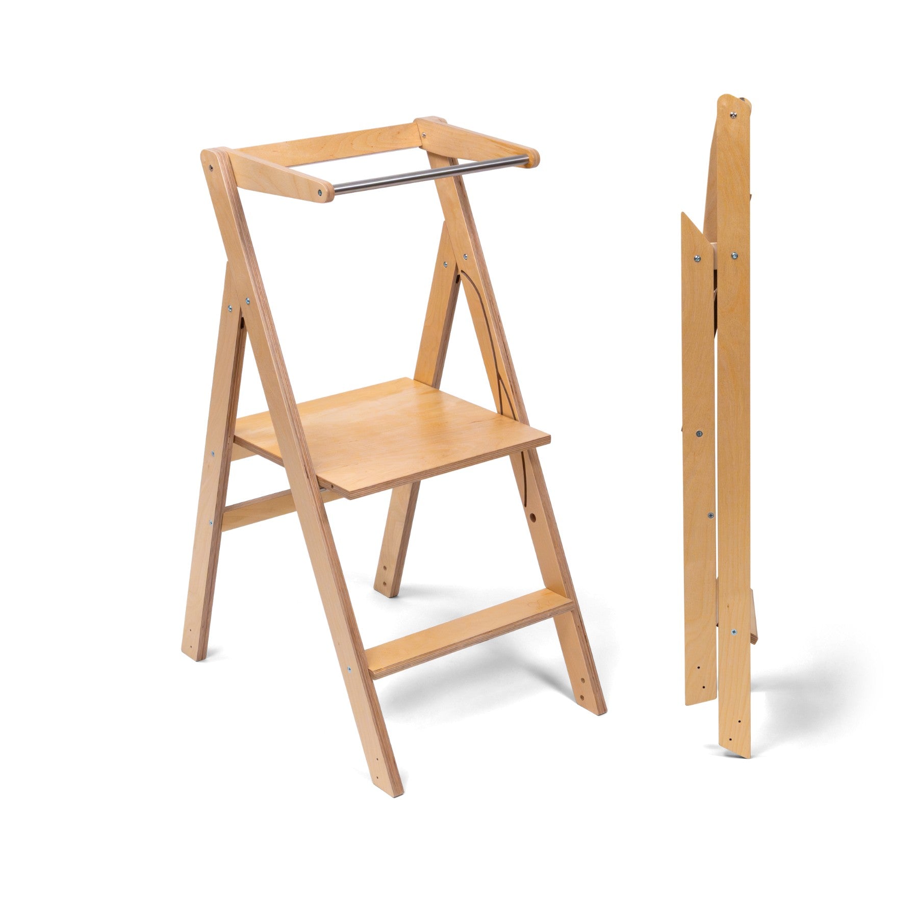 STEP'n'FOLD Foldable Helper Tower - Natural Wood – Cocozi