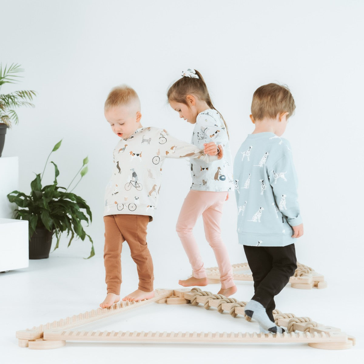 TipiToo® Grote evenwichtsbalk 3-delige set - Jute touw – Cocozi